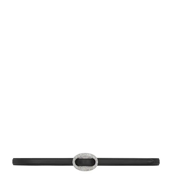 Saint Laurent Leather Embellished Oval Belt - Black