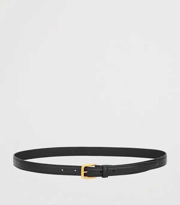 Saint Laurent Leather Belt With Gold-tone Buckle