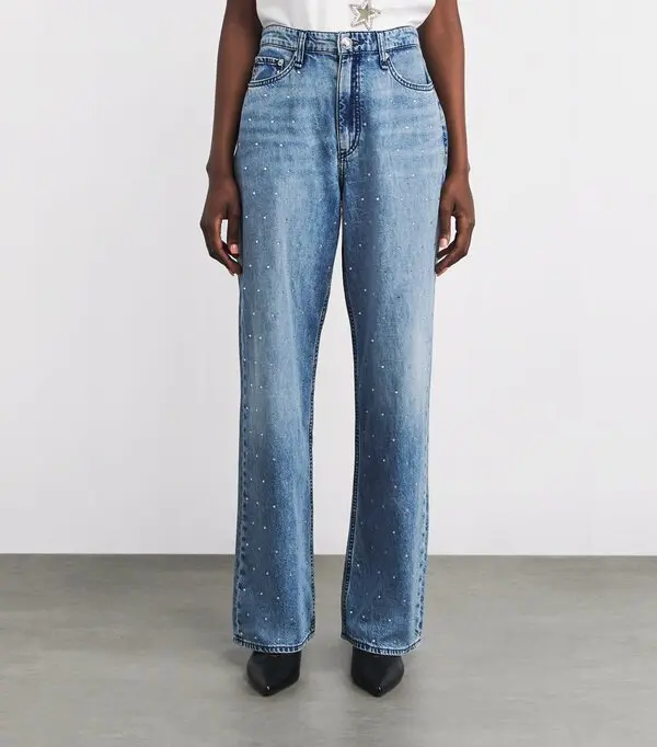 Rag & Bone Embellished Logan Wide-leg Jeans - Blue