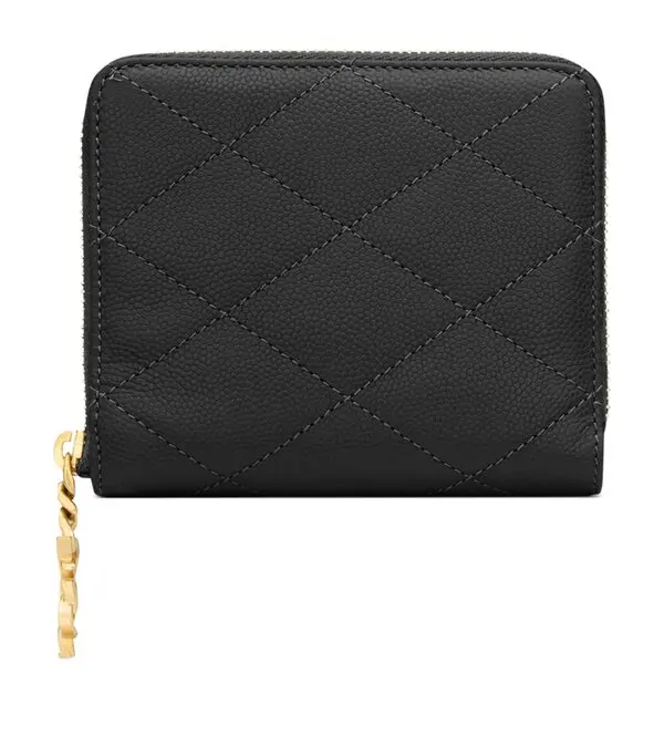 Saint Laurent Matelassé Zip-up Wallet - Black