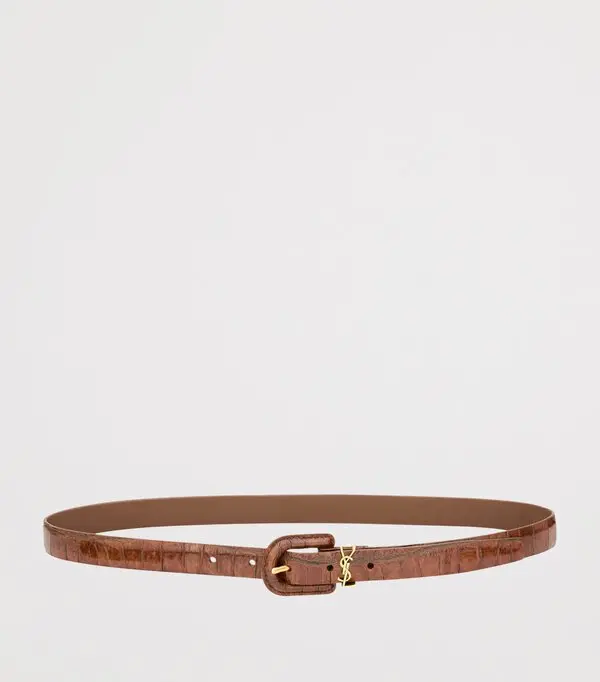 Saint Laurent Calfskin Cassandre Belt - Nude
