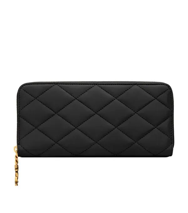Saint Laurent Matelassé Zip-up Wallet - Black