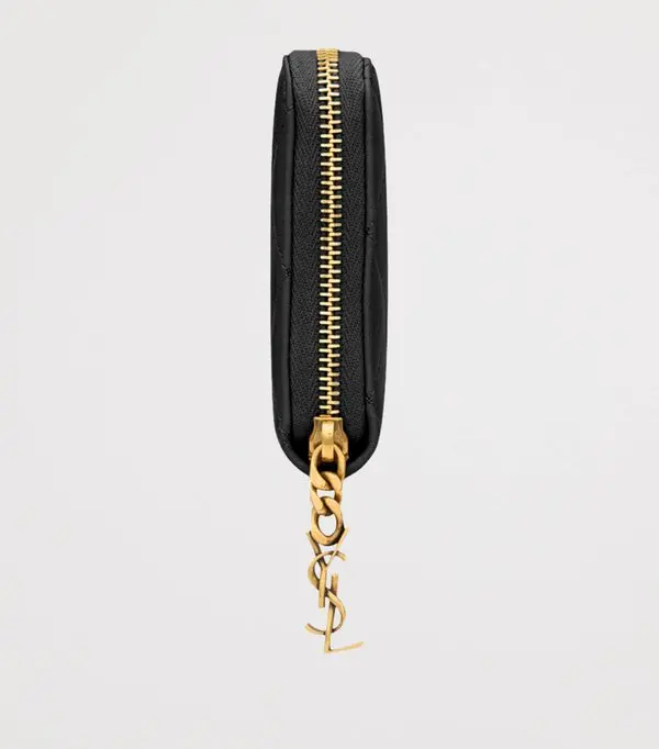 Saint Laurent Matelassé Zip-up Wallet - Black