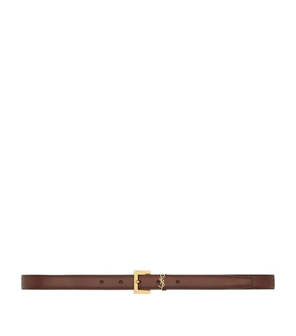 Saint Laurent Smooth Calfskin Cassandre Belt - Beige