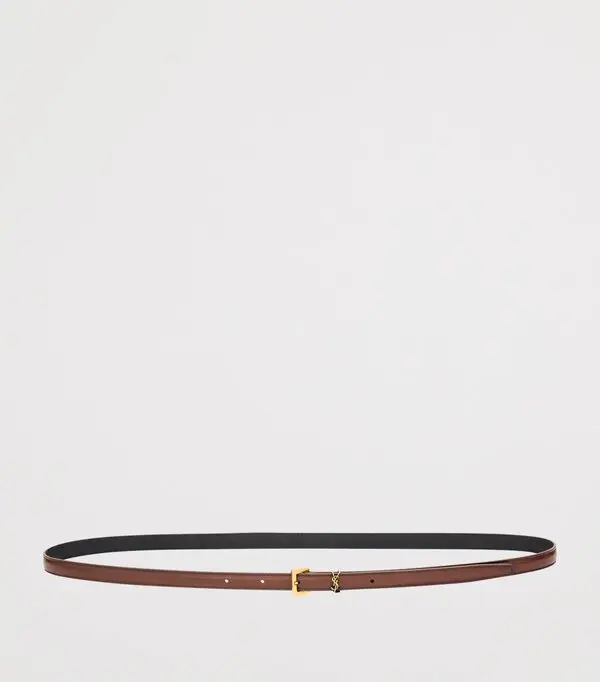 Saint Laurent Calfskin Cassandre Slim Belt