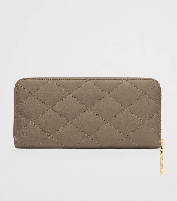 Saint Laurent Matelassé Zip-up Wallet - Grey