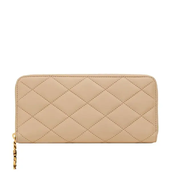 Saint Laurent Matelassé Zip-up Wallet - White