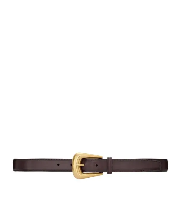 Saint Laurent Leather Belt With Folk Buckle - Brown