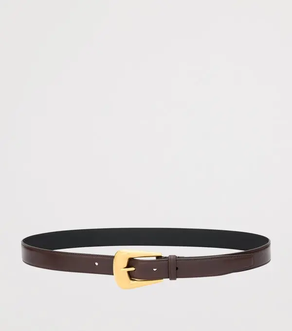 Saint Laurent Leather Belt With Folk Buckle - Brown