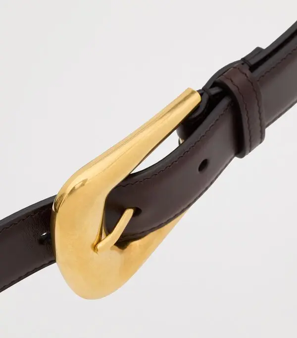 Saint Laurent Leather Belt With Folk Buckle - Brown