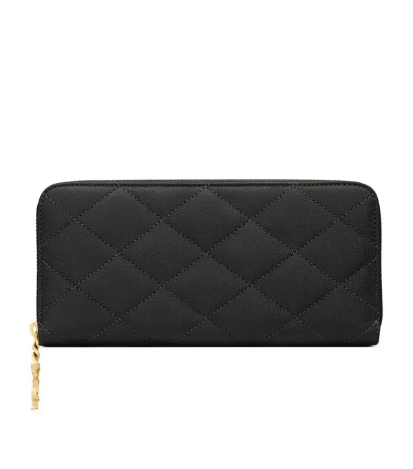 Saint Laurent Matelassé Zip-up Wallet - Black