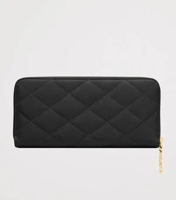 Saint Laurent Matelassé Zip-up Wallet - Black