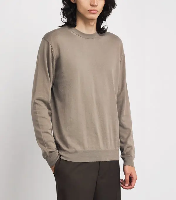 Sunspel Cotton Lightweight Crew-neck Sweater - Beige
