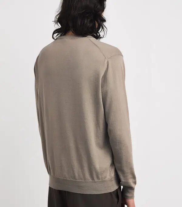 Sunspel Cotton Lightweight Crew-neck Sweater - Beige