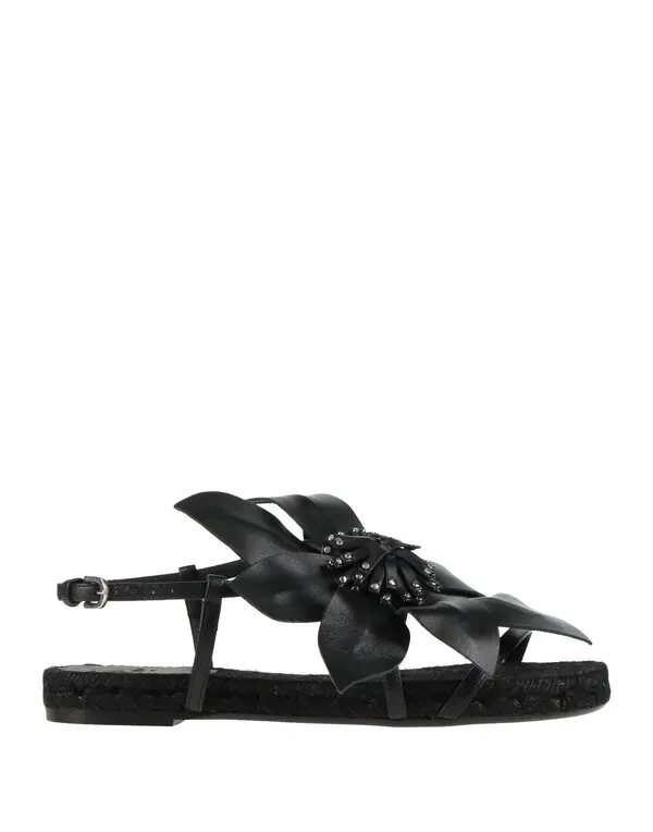 CastaÑer Leather Espadrille Sandals With Floral Appliqués