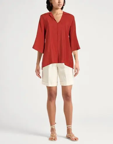 Alpha Studio Woven Shirt With Camp Collar - Red