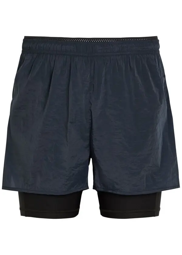 LITERARY SPORT Crinkled Stretch-nylon Run Shorts - Navy