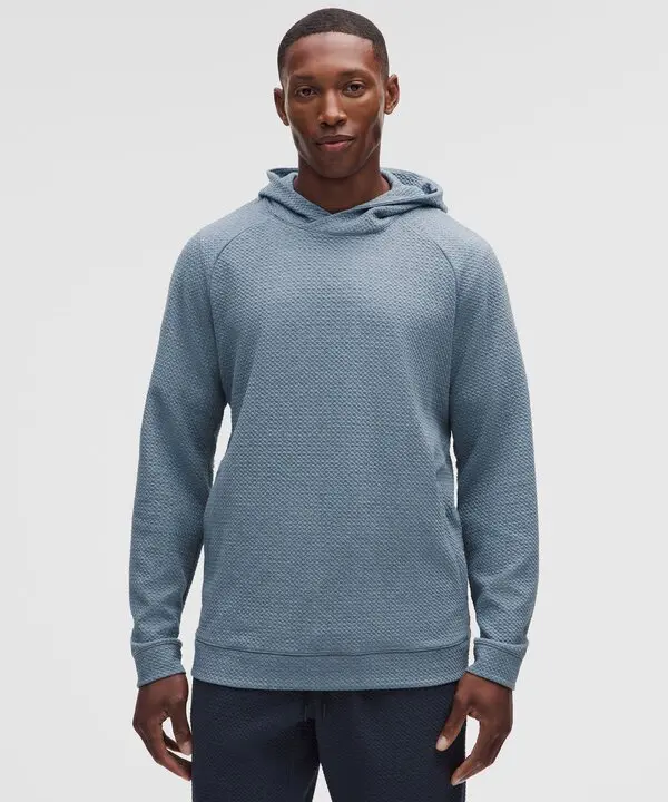 Lululemon Textured Cotton-blend Hoodie - Heathered Steel Blue/black