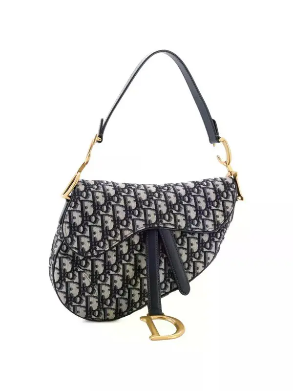 Dior Saddle Oblique Canvas Handbag - Blue