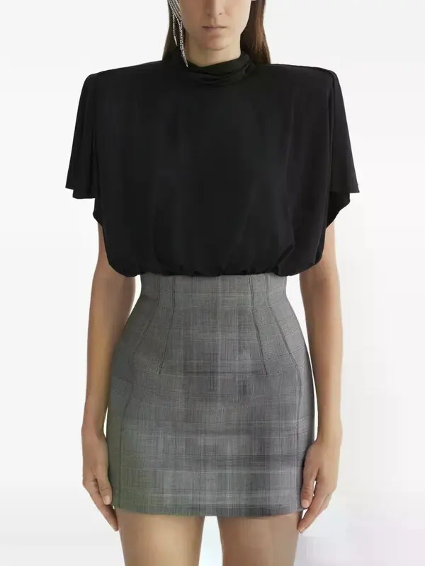 MUGLER Draped Collarless Top