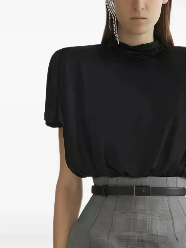 MUGLER Draped Collarless Top