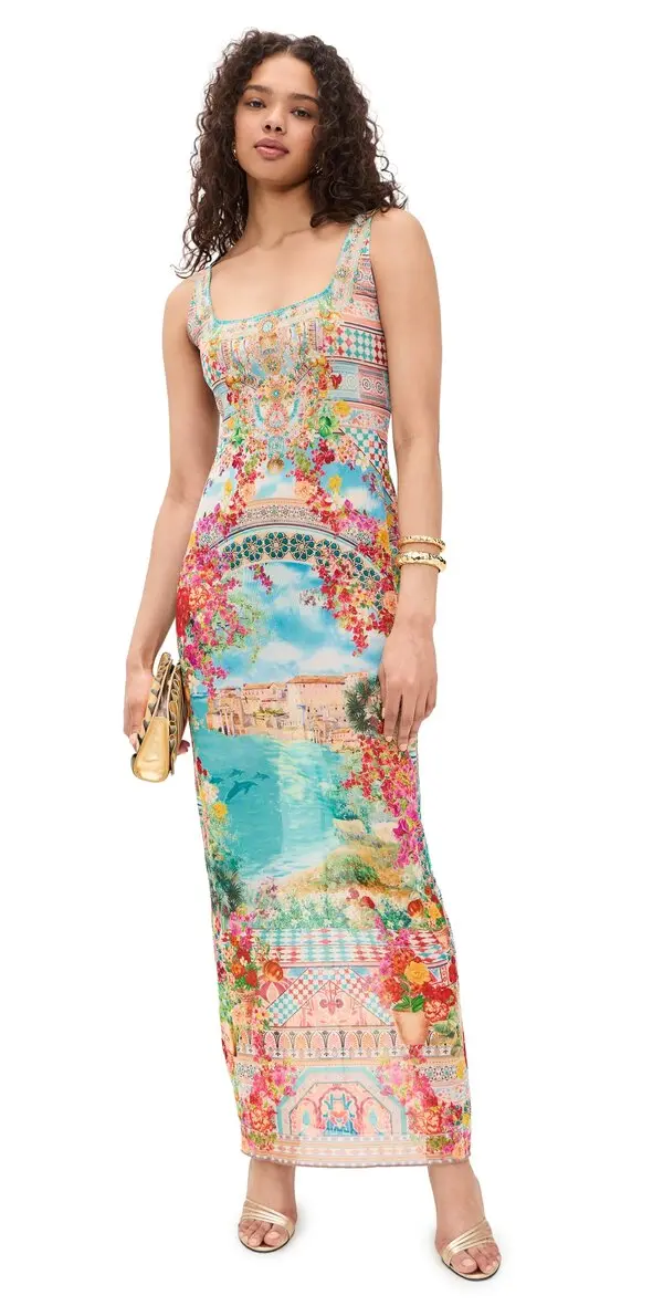Camilla Square Neck Beach Maxi Dress With Low Back - Meet Me In Mallorca