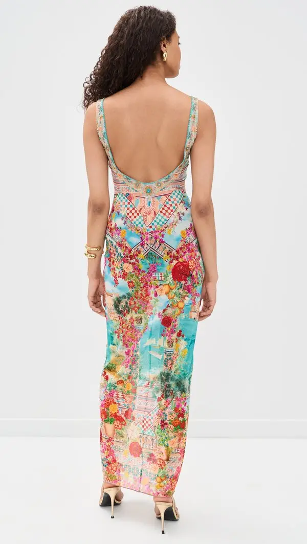 Camilla Square Neck Beach Maxi Dress With Low Back