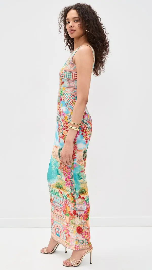 Camilla Square Neck Beach Maxi Dress With Low Back