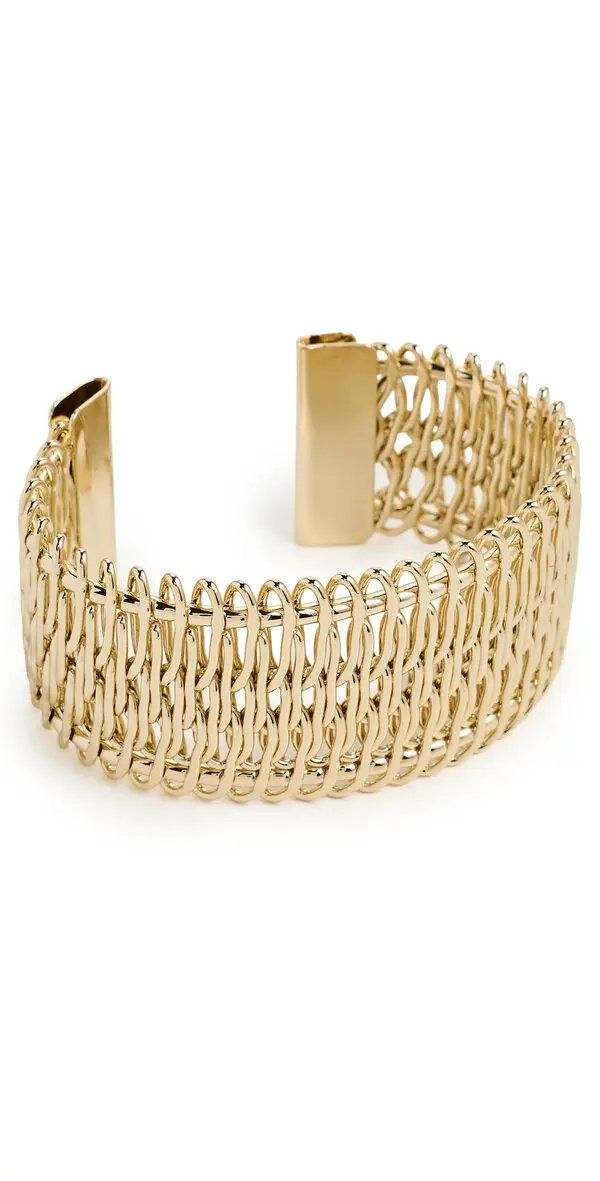 BY ADINA EDEN Mesh Cuff Bangle Bracelet - Gold