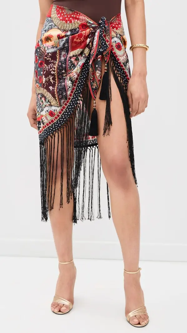 Camilla Mini Sarong With Long Fringe Trim