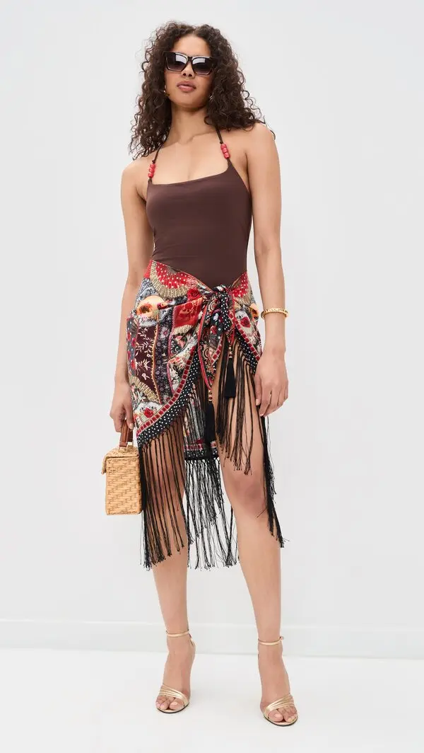 Camilla Mini Sarong With Long Fringe Trim