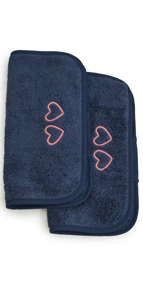 WEEZIE Makeup Towels 2 Pack - Coral Hearts