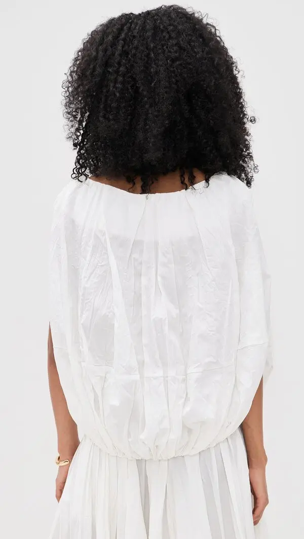 MEIMEIJ Relaxed Oversized Pleated Peasant Top