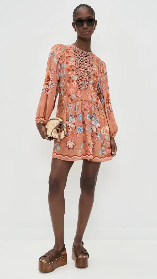 Farm Rio Floral Print Mini Dress