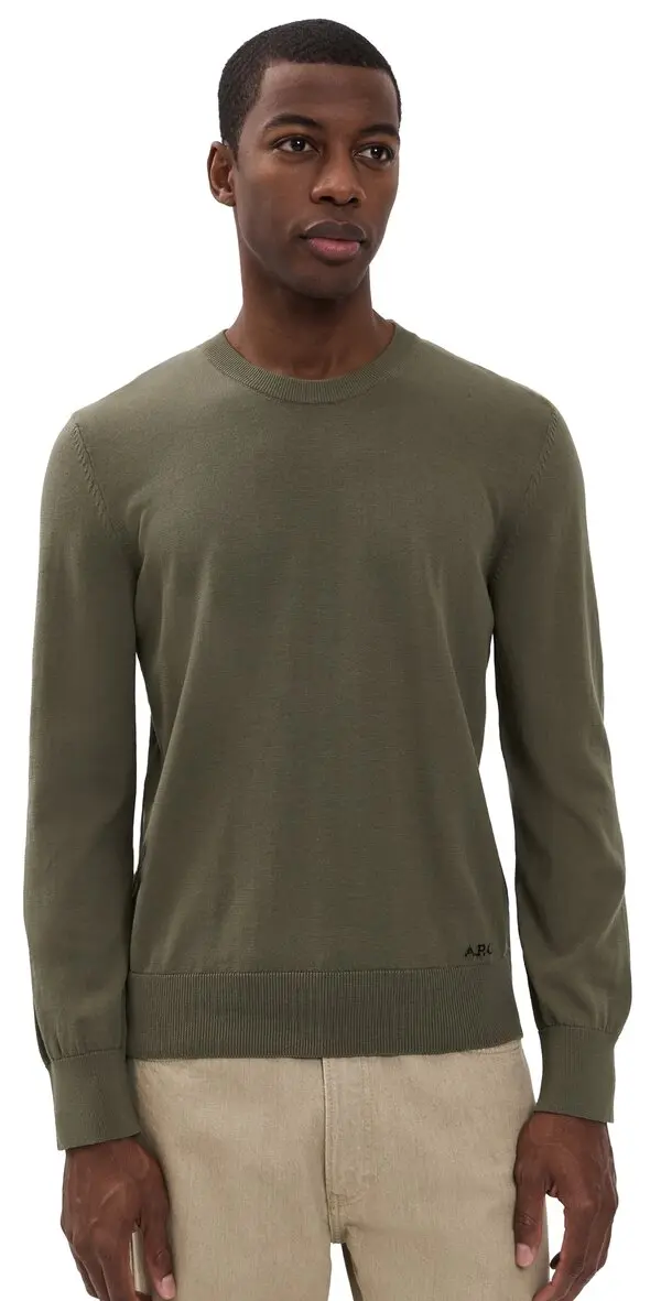 A.p.c. Crew Neck Pullover - Pkb Khaki Chine