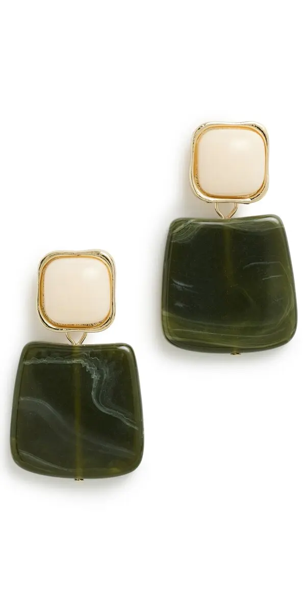 BY ADINA EDEN Drop Stud Earrings - Green