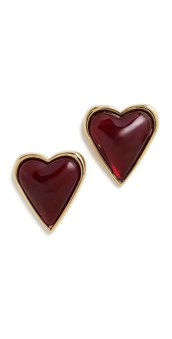 BY ADINA EDEN Crimson Heart Bezel Stone Stud Earrings - Red