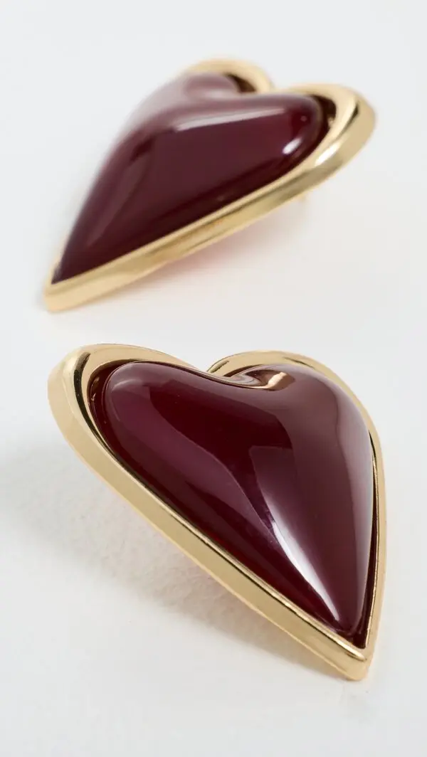 ADINA EDEN Crimson Heart Bezel Stone Stud Earrings