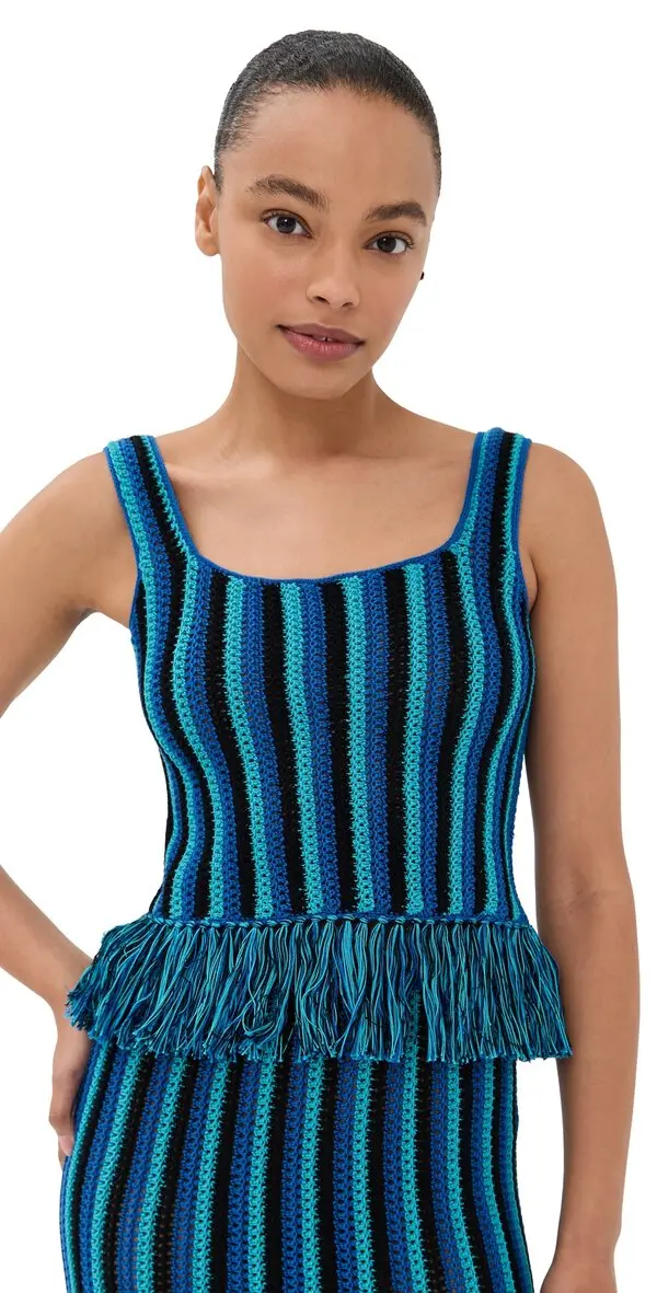 Escvdo Striped Crochet Top