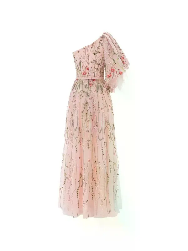 RAMI AL ALI Beaded One-shoulder Maxi Gown