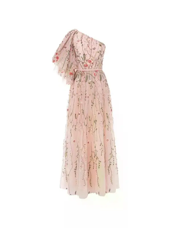 RAMI AL ALI Beaded One-shoulder Maxi Gown