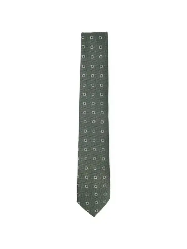 BOSS Geometric-pattern Tie - Green