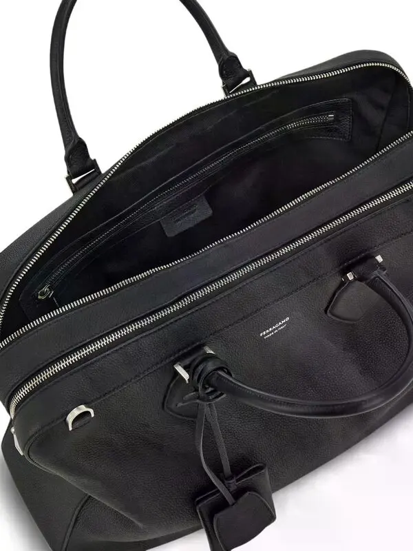 FERRAGAMO Leather Zip Tote - Black