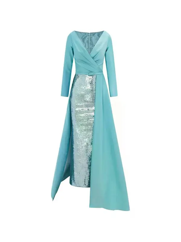 RAMI AL ALI Overlap Sequin-skirt Maxi Dress