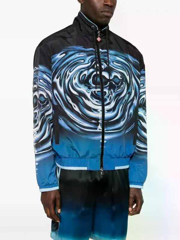 Casablanca Graphic Print Zip-up Jacket - Black
