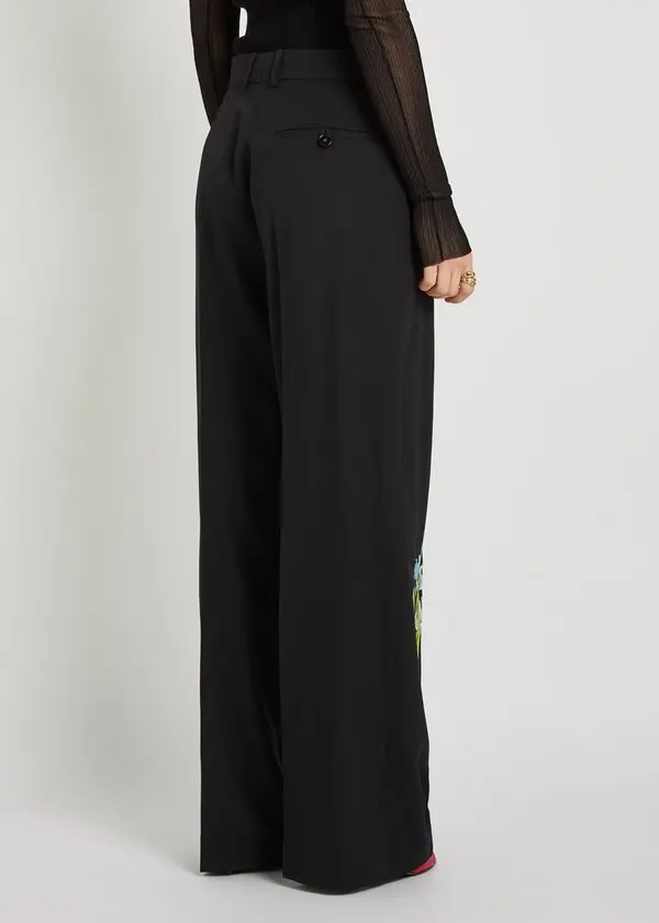 Stella McCartney Floral-embroidered Straight-leg Trousers