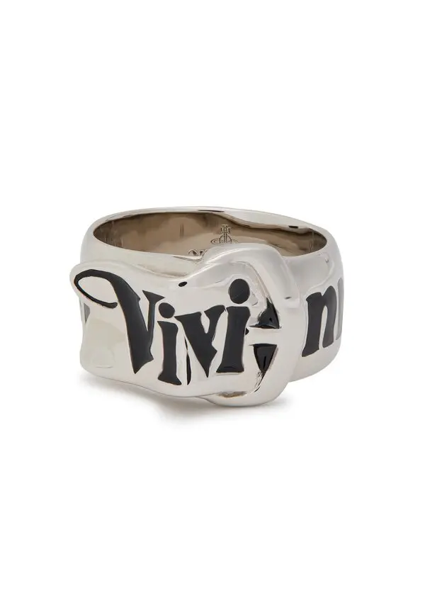 VIVIENNE WESTWOOD Logo-enamelled Belt Ring - Silver