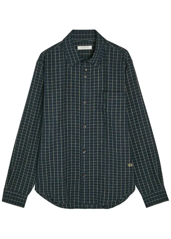 WALES BONNER London Logo Checked Stretch-linen Shirt