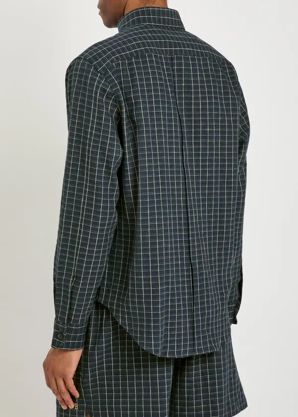 WALES BONNER London Logo Checked Stretch-linen Shirt