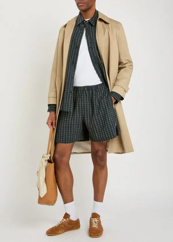 WALES BONNER London Logo Checked Stretch-linen Shirt